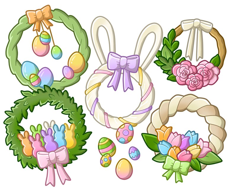 Easter Wreath - Clip Art Images - Digital Download - Etsy