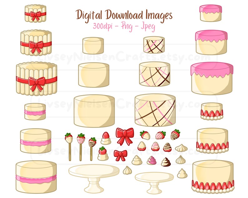 Make a Cake - Simple - Clip Art Images - Digital Download - Etsy