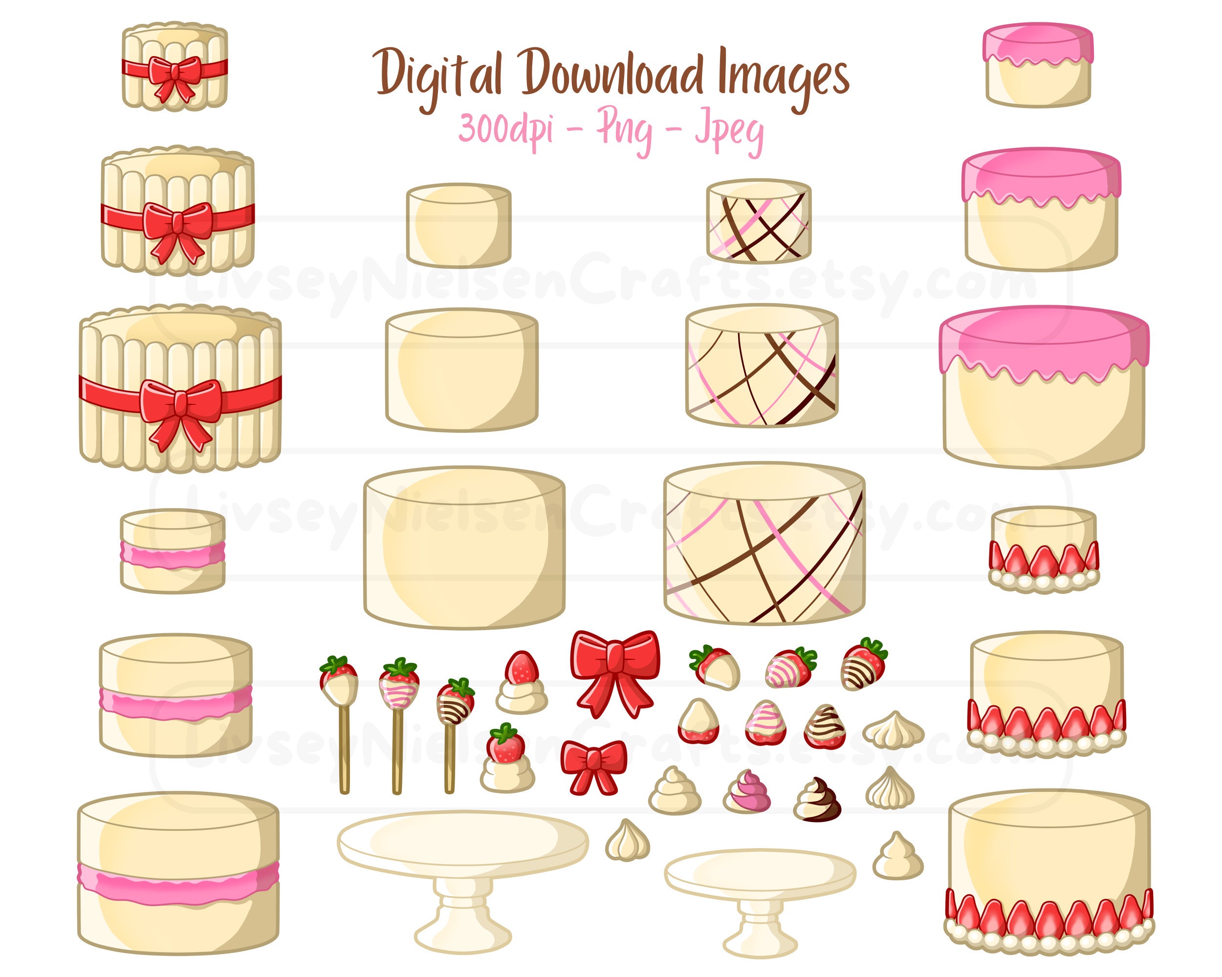 Make a Cake - Simple - Clip Art Images - Digital Download - Etsy