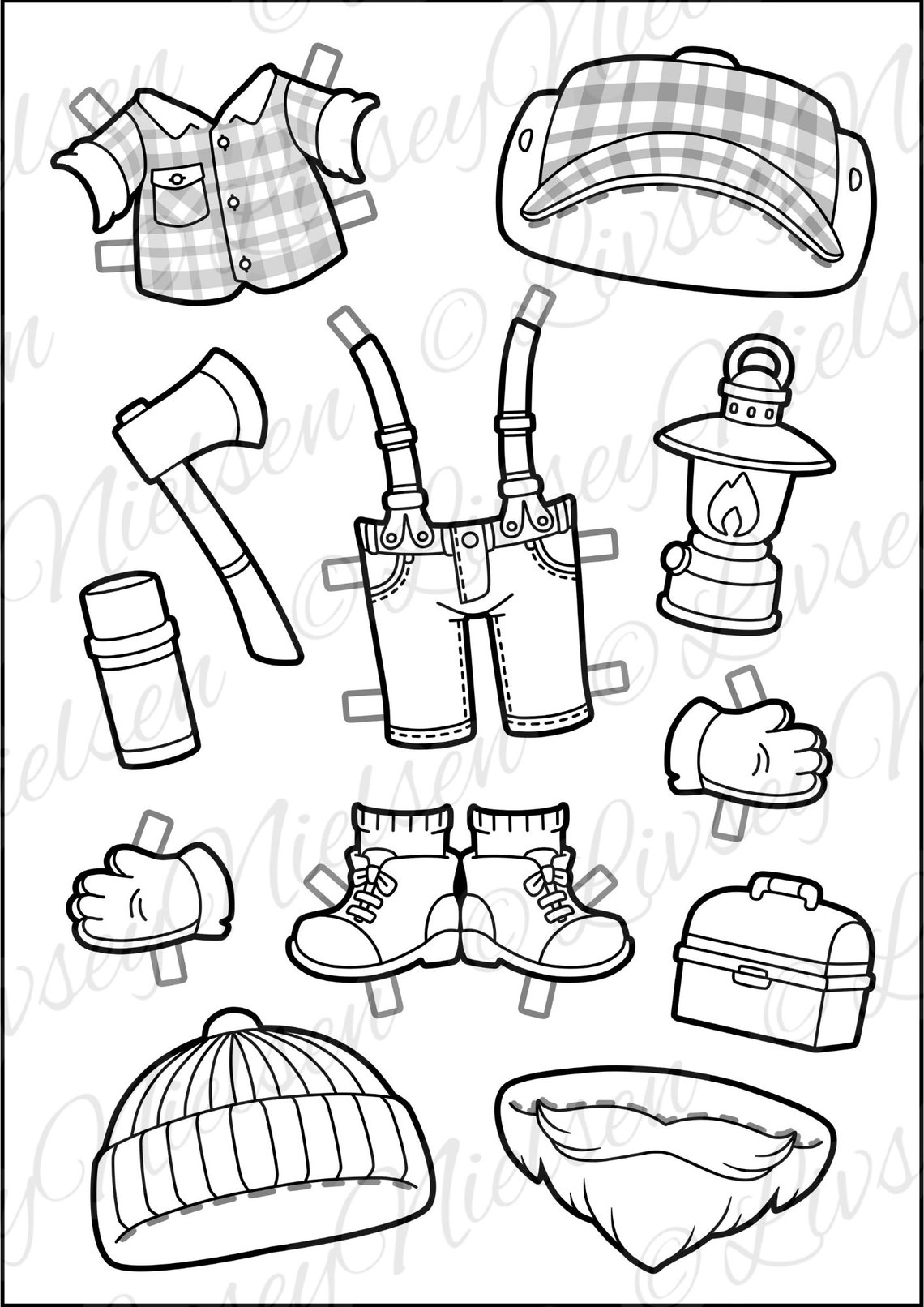Camping Trip Paper Doll Printable Download Colouring - Etsy