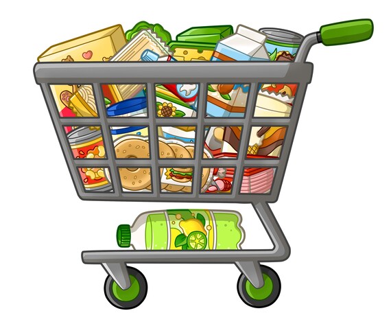 Kids Grocery Shopping Clip Art