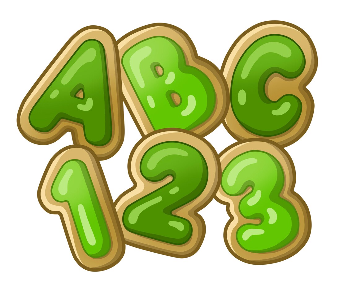 Sugar Cookie Alphabet - Green - Clip Art Images - Digital Download - Etsy