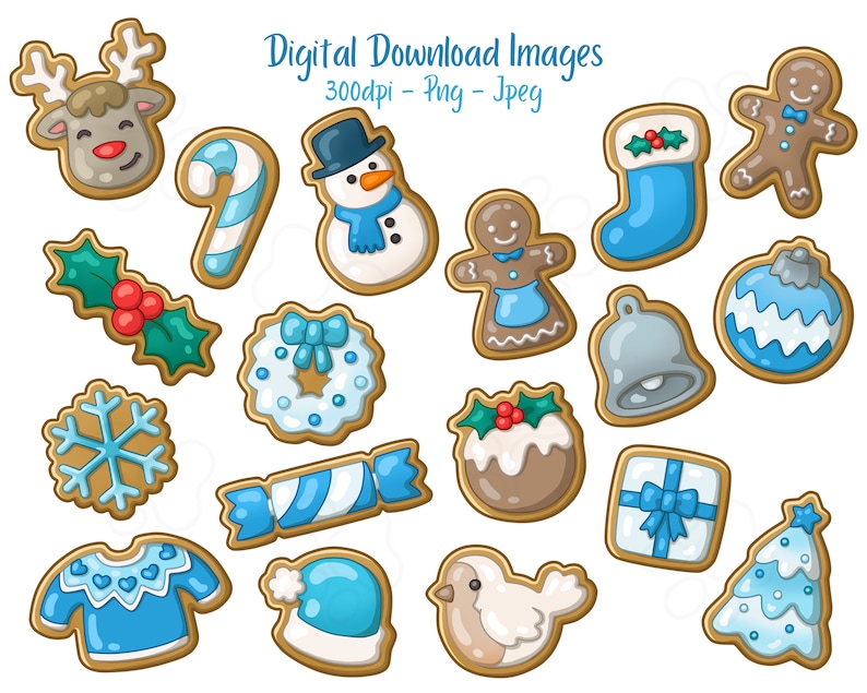 Sugar Cookies - Xmas - Frosty - Clip Art Images - Digital Download - Etsy