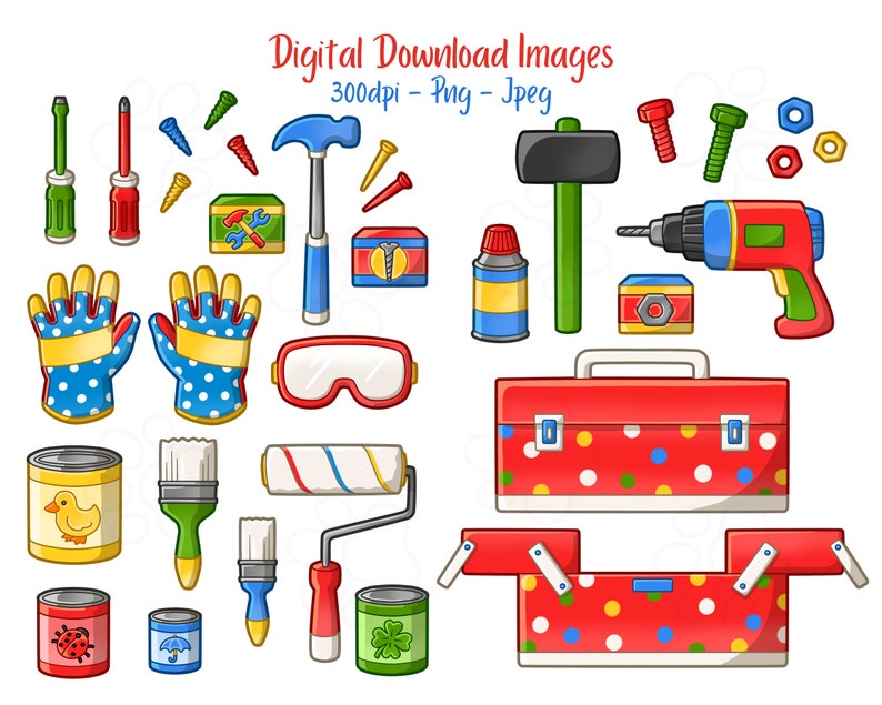 Workshop Tools - Fun - Clip Art Images - Digital Download - Etsy