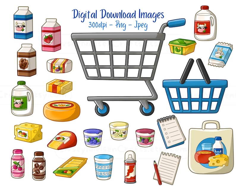 Supermarket - Dairy - Grocery Clip Art Images - Digital Download - Etsy