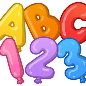 Alphabet Balloons - Bright - Clip Art Images - Digital Download - Etsy
