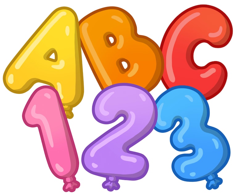 Alphabet Balloons - Bright - Clip Art Images - Digital Download - Etsy