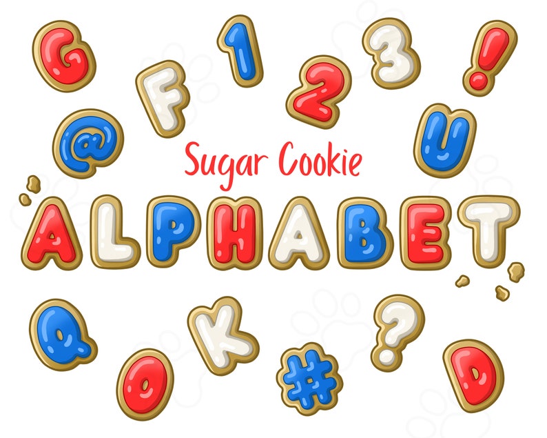 Sugar Cookie Alphabet - Red, White & Blue - Clip Art Images - Digital ...