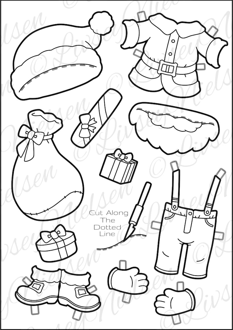 Festive Fun Paper Doll Printable Download Colouring - Etsy