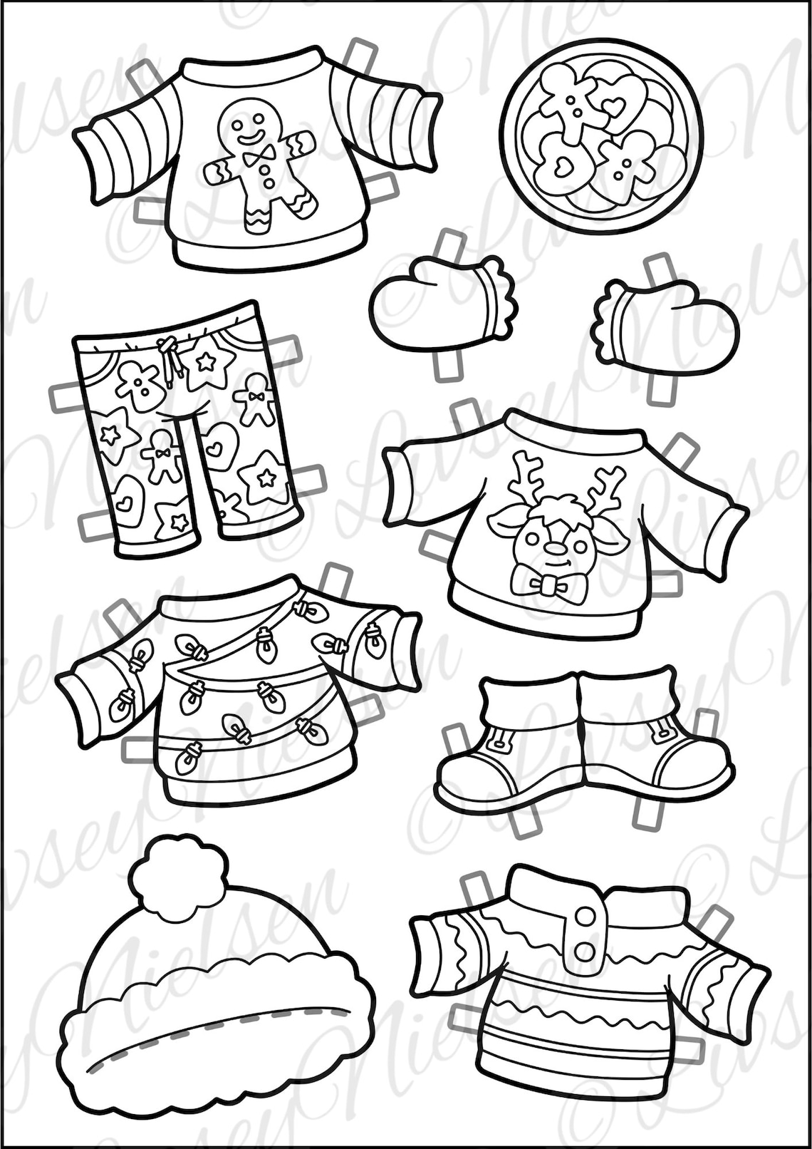 Festive Fun Paper Doll Printable Download Colouring - Etsy