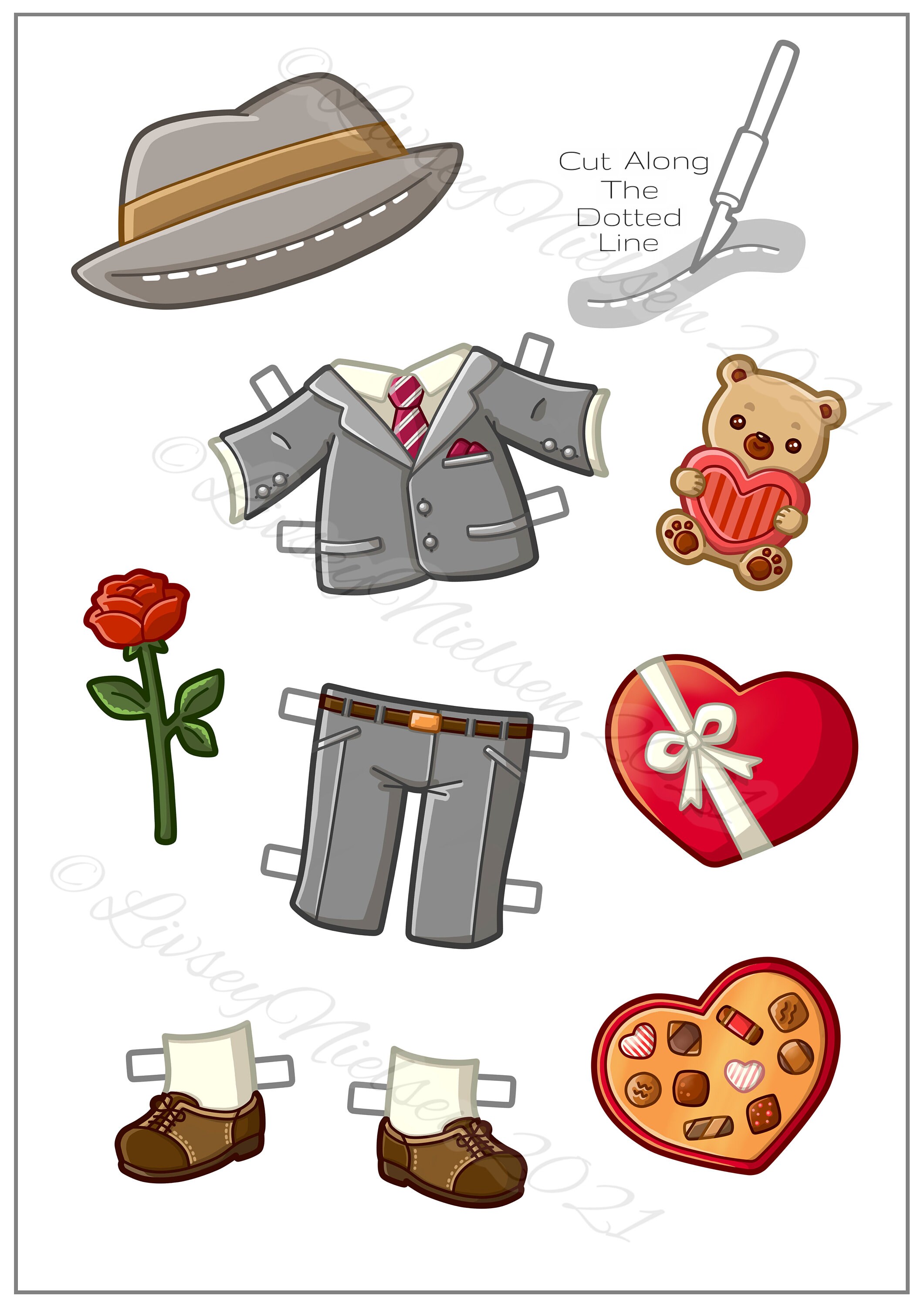 Romantic Date Paper Dolls Printable Download Fully Coloured Fashion ...
