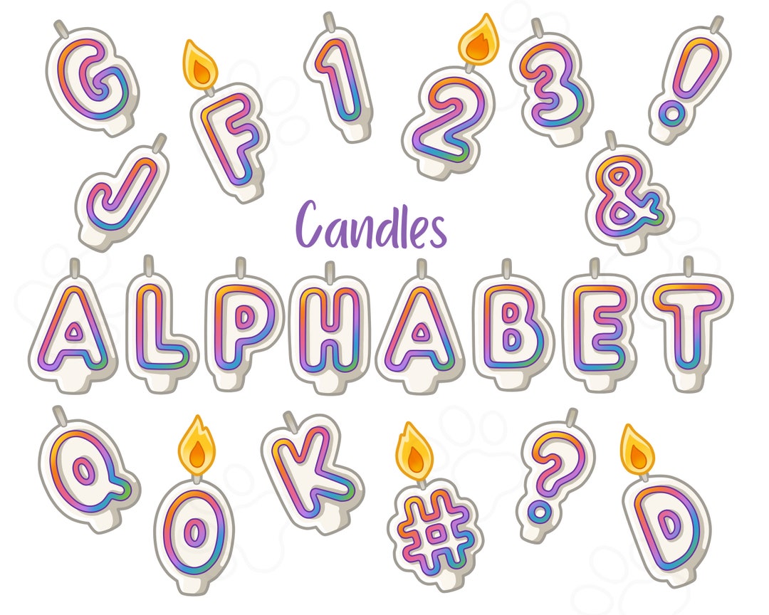 Alphabet Candles - Rainbow - Clip Art Images - Digital Download - Etsy