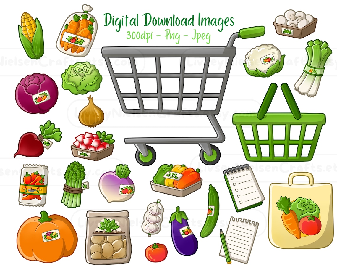 Supermarket - Vegetables - Grocery Clip Art Images - Digital Download ...