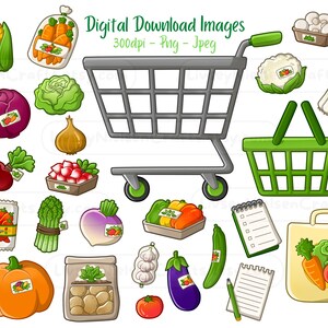 Supermarket - Vegetables - Grocery Clip Art Images - Digital Download ...
