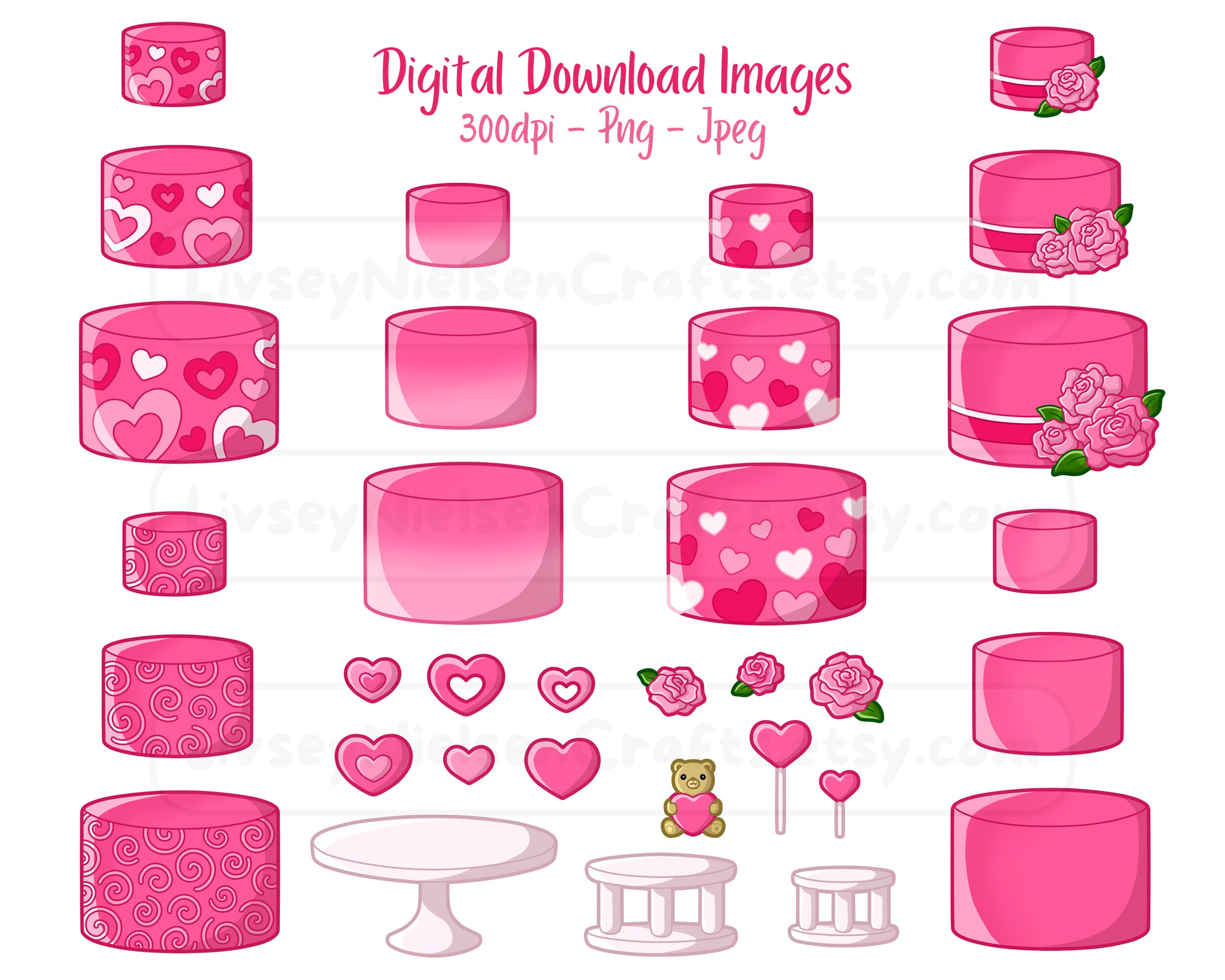 Make a Cake - Romantic - Clip Art Images - Digital Download - Etsy UK