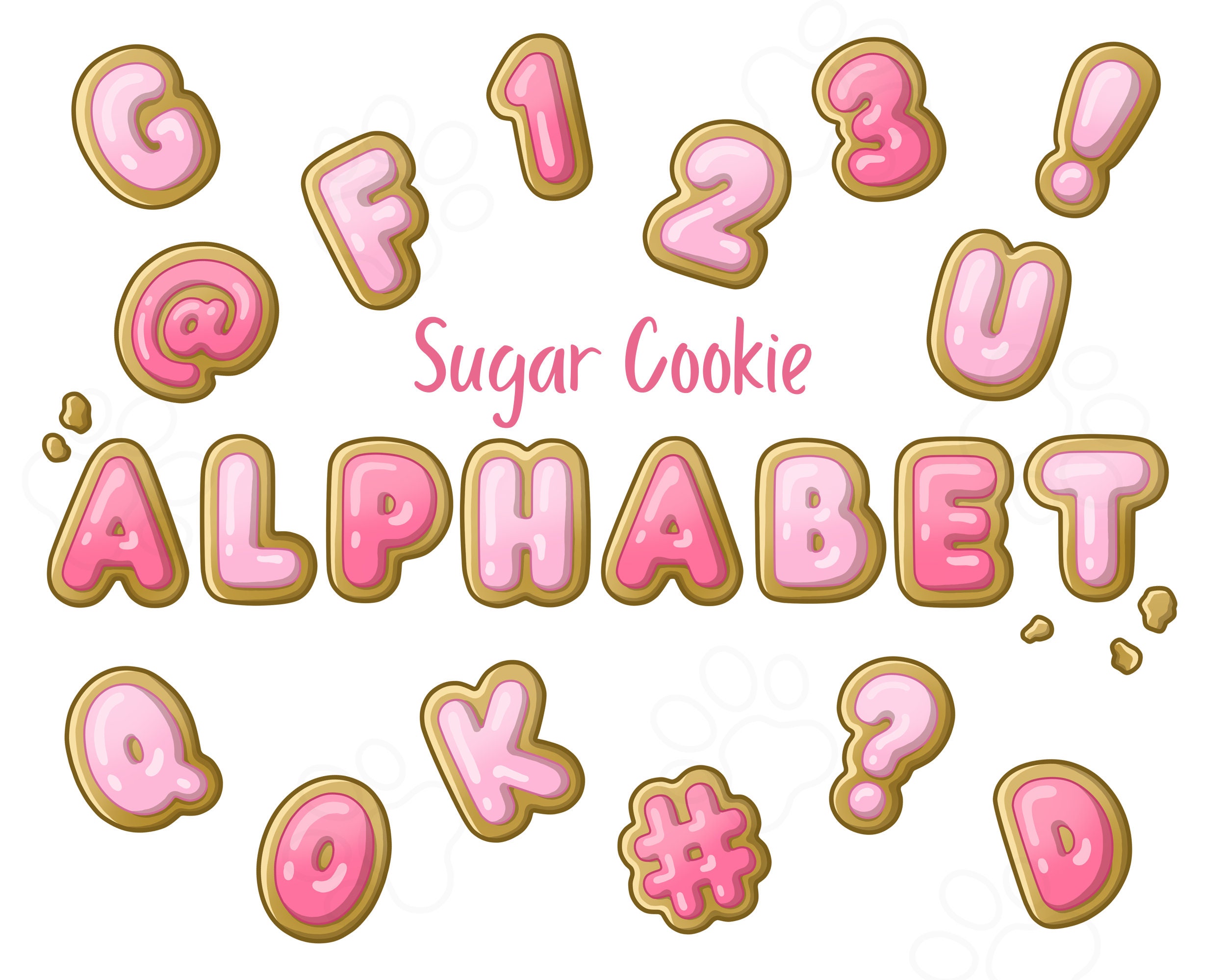 Sugar Cookie Alphabet - Pink - Clip Art Images - Digital Download - Etsy