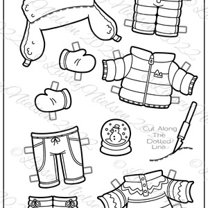 Winter Wonderland Paper Doll - Printable Download - B&W Colouring Pages ...