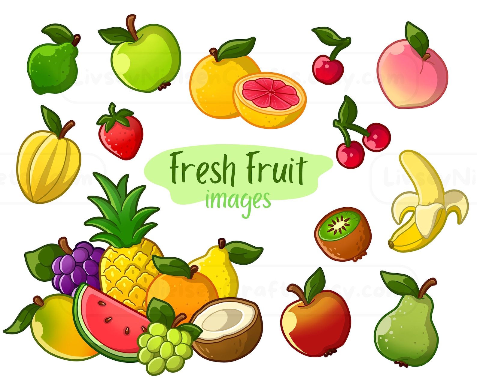 Fresh Fruit - Clip Art Images - Digital Download - Etsy