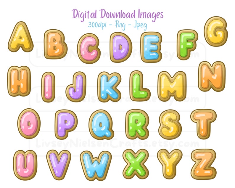 Sugar Cookie Alphabet - Pastel - Clip Art Images - Digital Download - Etsy
