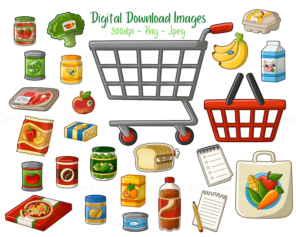 Supermarket - Daily Shop 1 - Grocery Clip Art Images - Digital Download ...