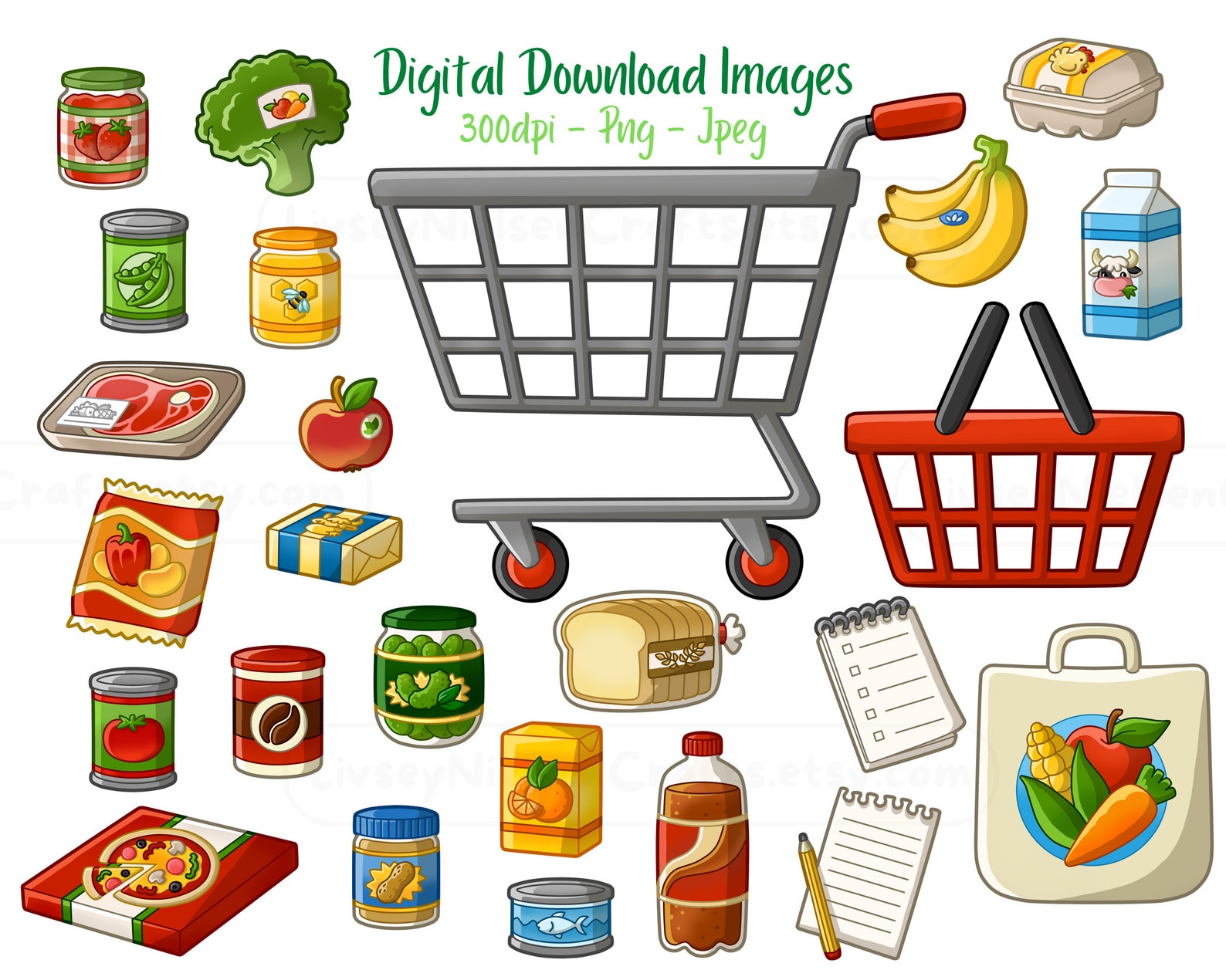 Supermarket - Daily Shop 1 - Grocery Clip Art Images - Digital Download ...