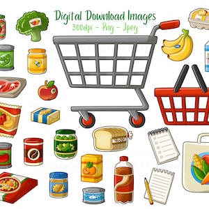 Supermarket - Daily Shop 1 - Grocery Clip Art Images - Digital Download ...