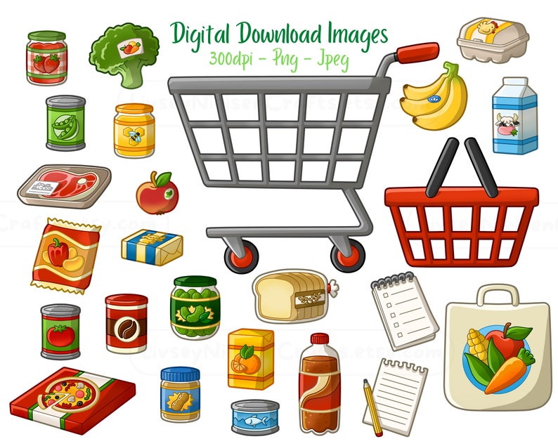 Supermarket - Daily Shop 1 - Grocery Clip Art Images - Digital Download ...