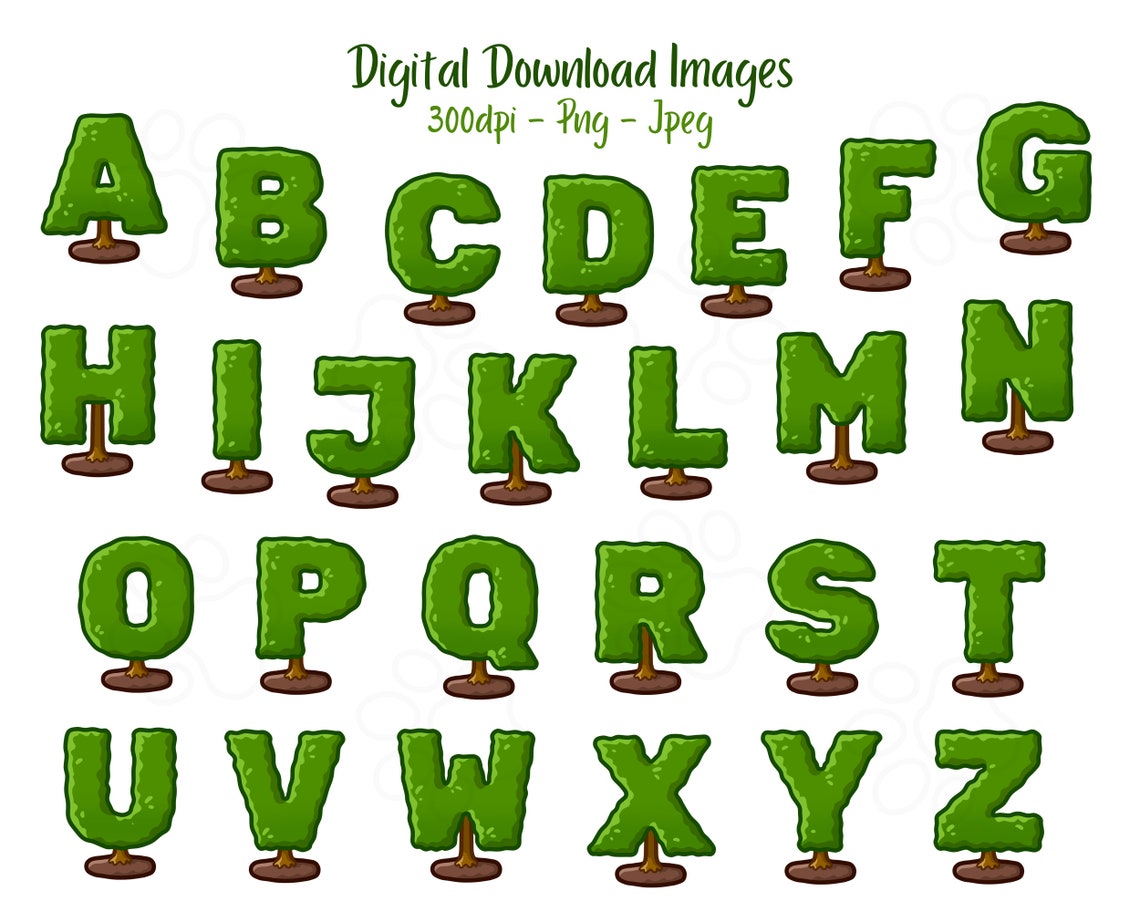 Alphabet Plants Green Clip Art Images Digital Download - Etsy UK