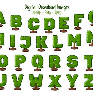 Alphabet Plants - Green - Clip Art Images - Digital Download - Etsy UK
