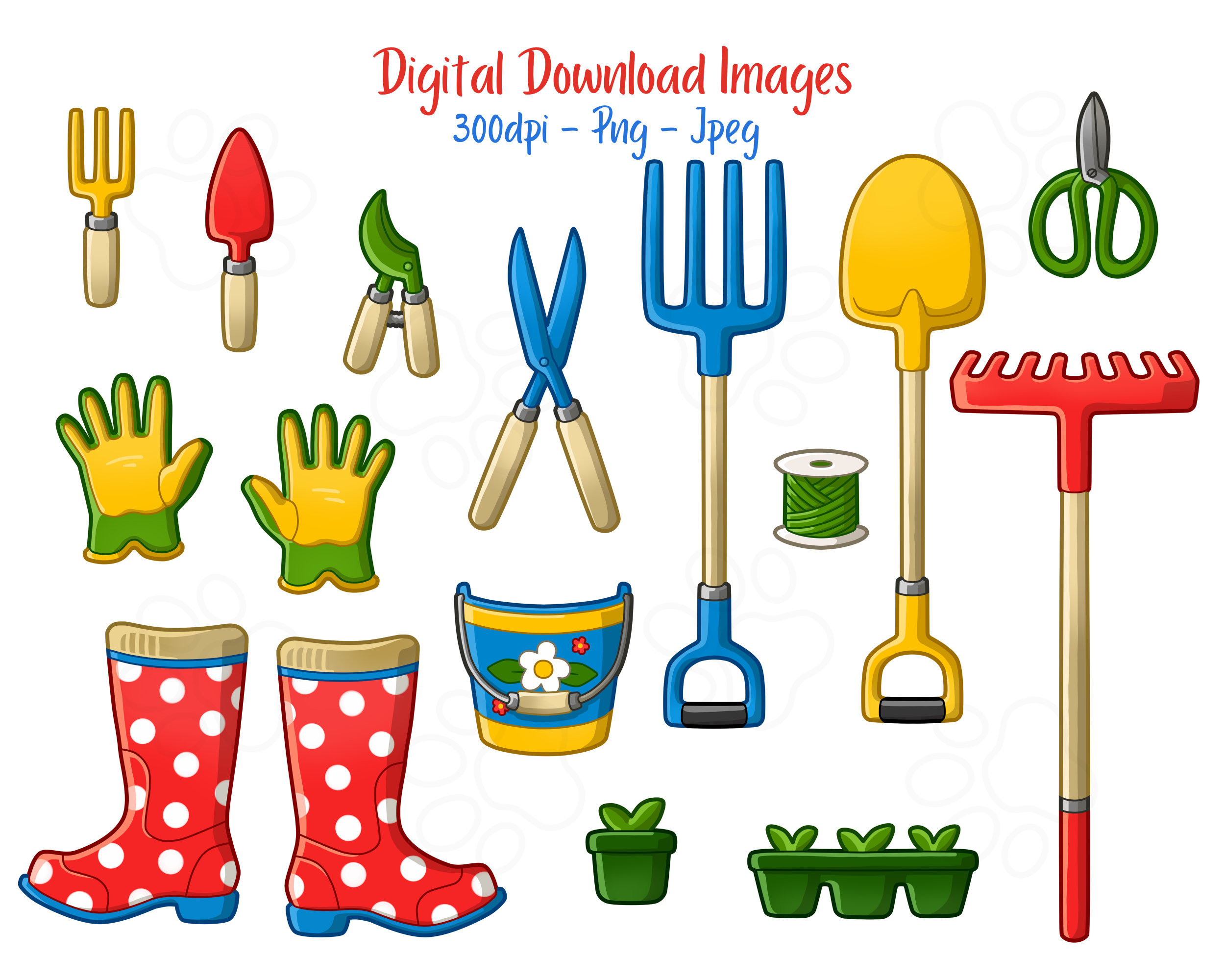 Gardening - Fun - Clip Art Images - Digital Download - Etsy