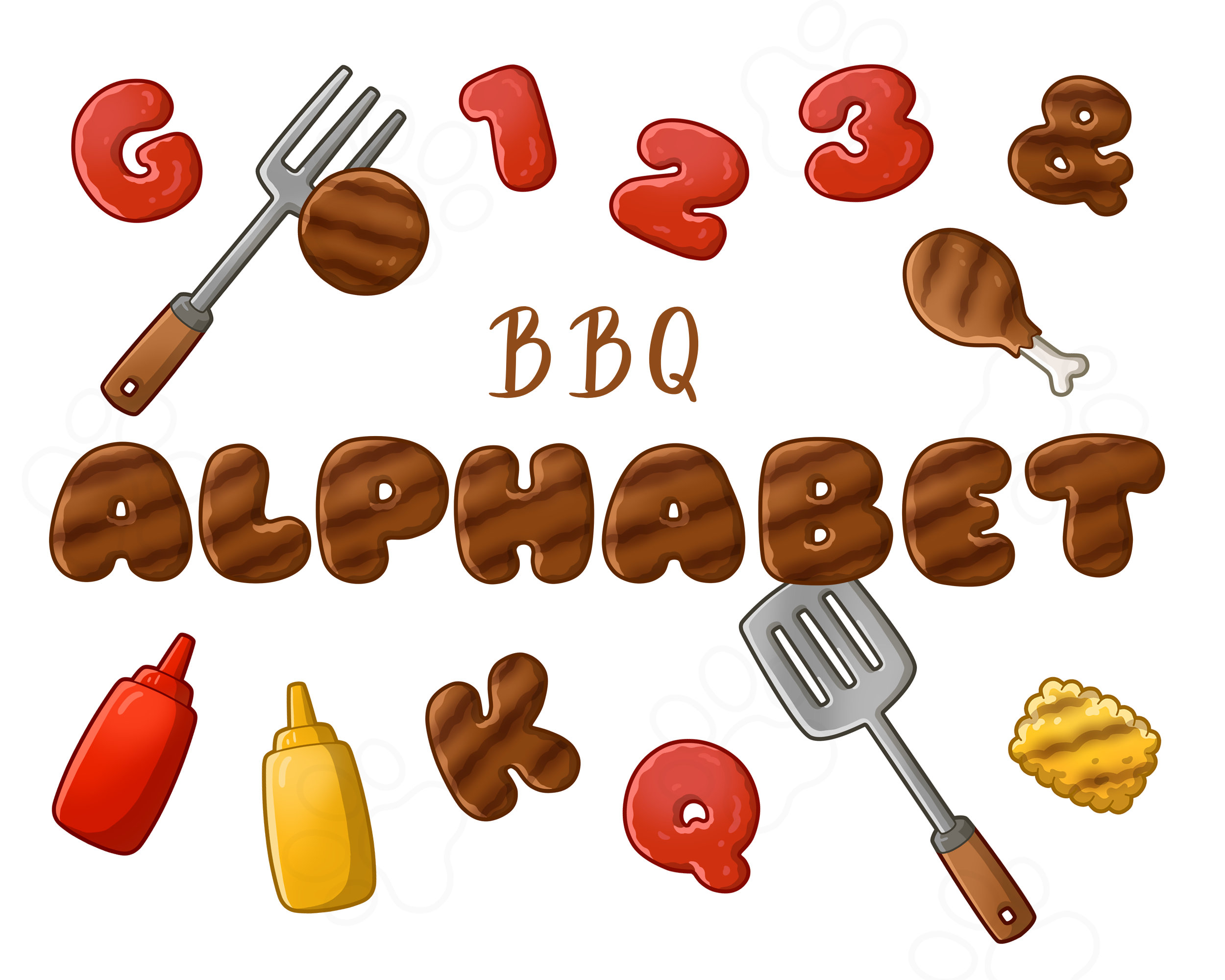 BBQ Alphabet - Clip Art Images - Digital Download - Etsy