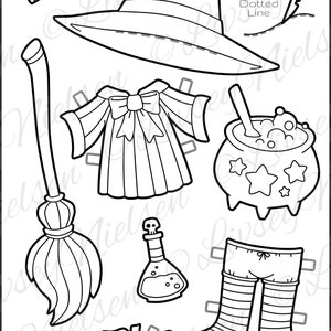Spooky Costume Party - Paper Doll - Printable Download - B&W Colouring ...