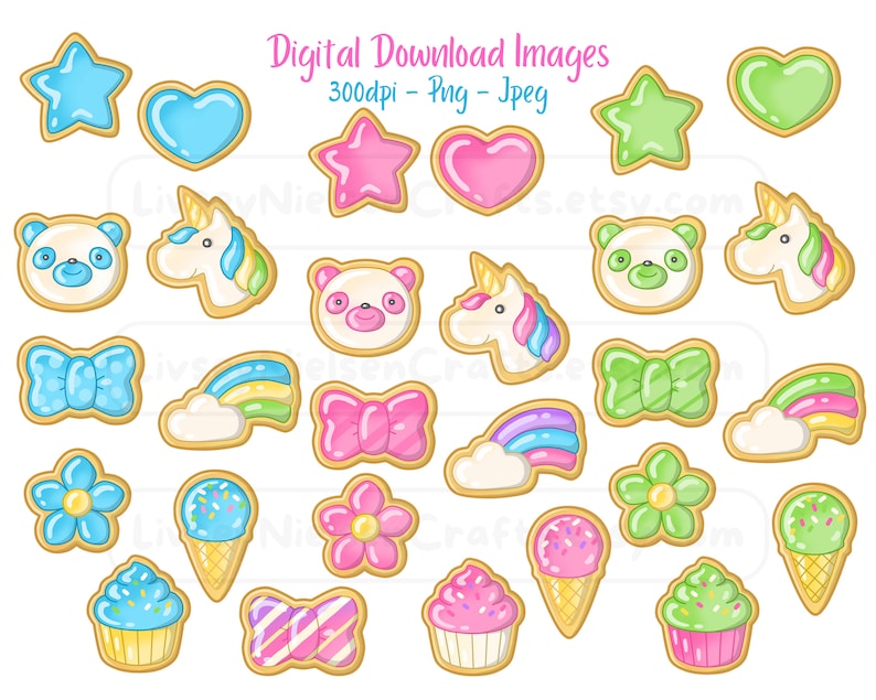 Sugar Cookies - Pastel Rainbow - Clip Art Images - Digital Download - Etsy