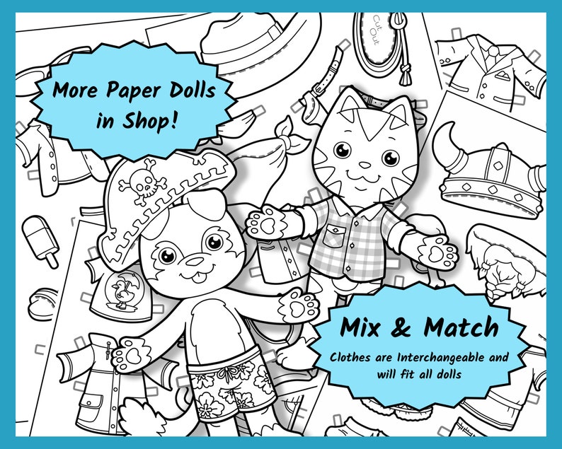 Winter Wonderland Paper Doll - Printable Download - B&W Colouring Pages ...