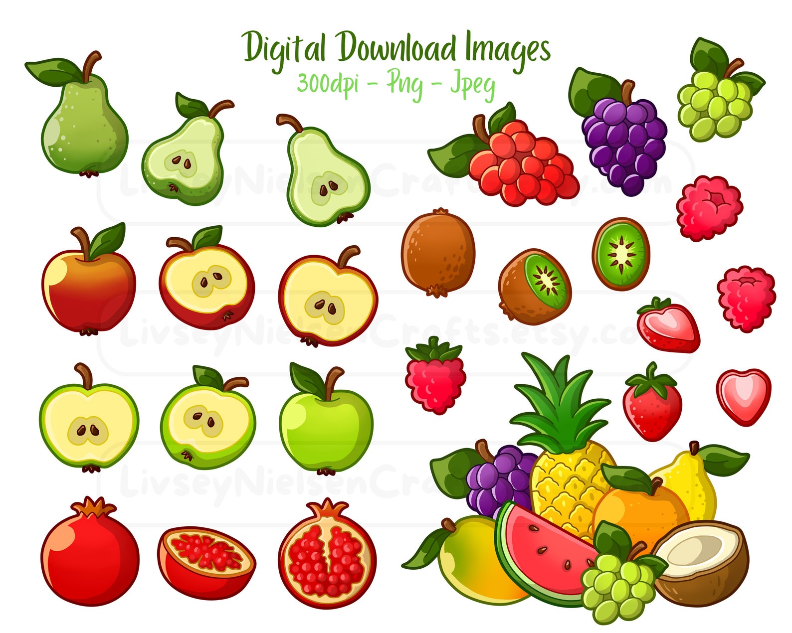 Fresh Fruit - Clip Art Images - Digital Download - Etsy