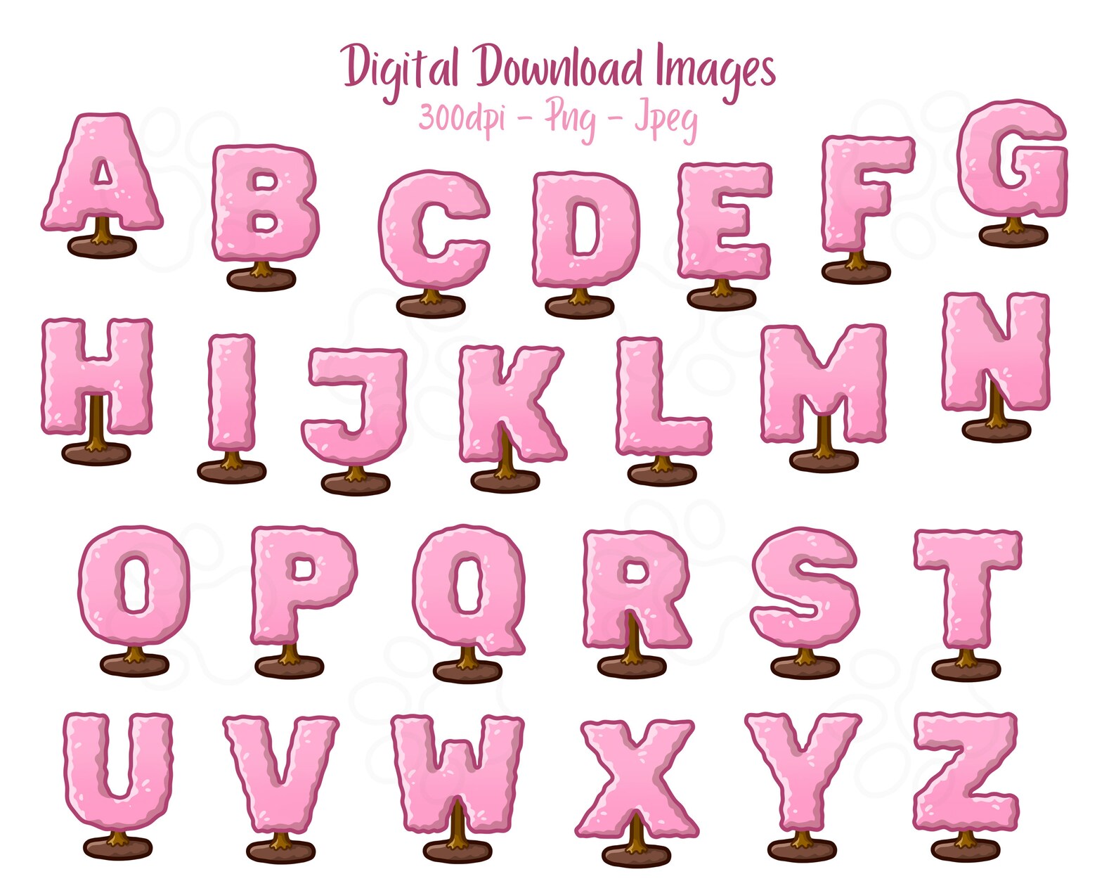 Alphabet Plants - Pink - Clip Art Images - Digital Download - Etsy