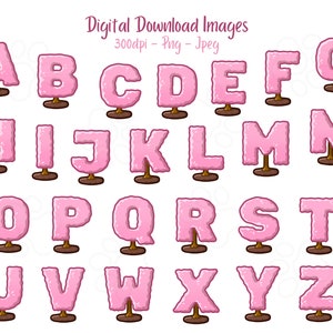 Alphabet Plants - Pink - Clip Art Images - Digital Download - Etsy