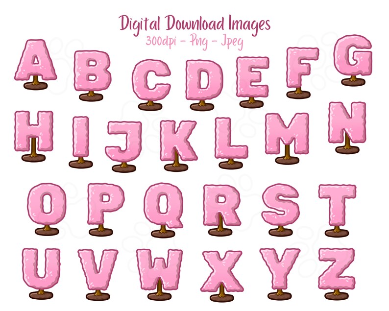 Alphabet Plants - Pink - Clip Art Images - Digital Download - Etsy