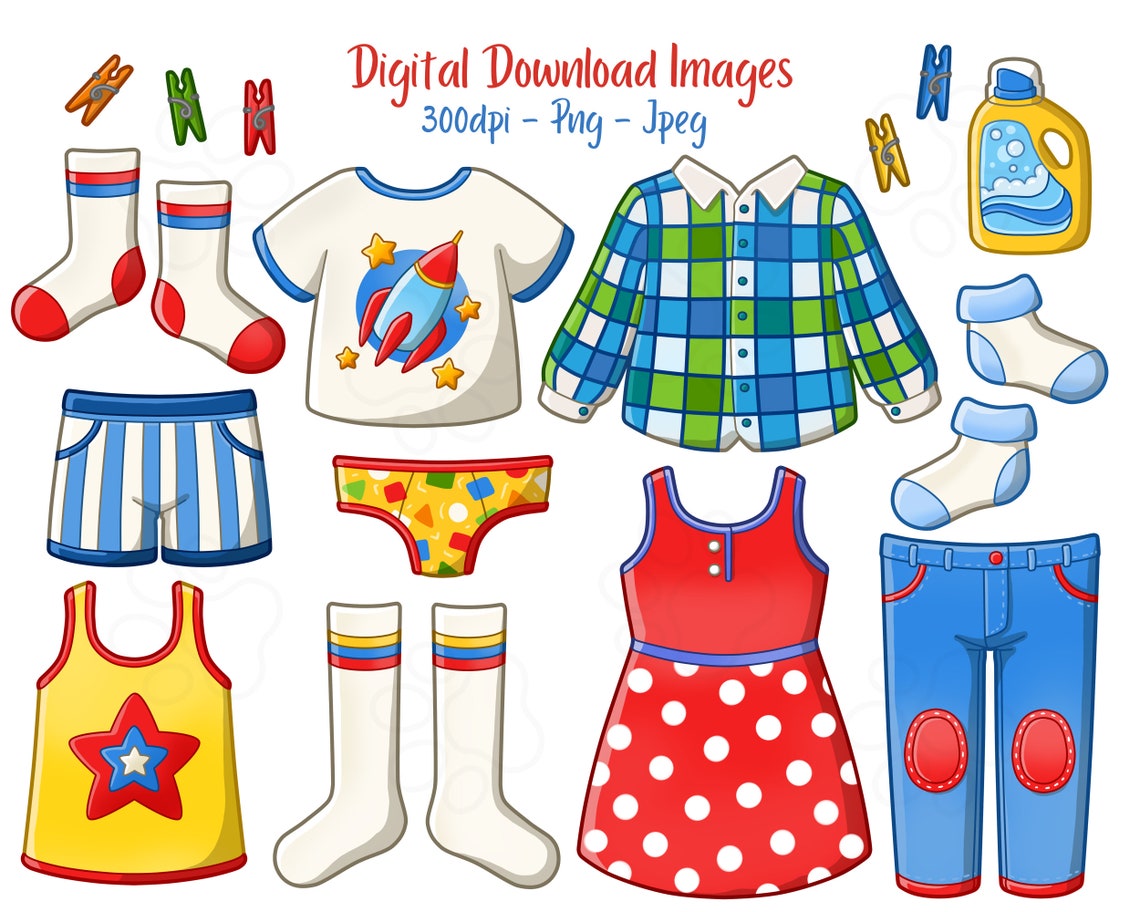Laundry Day - Fun - Clip Art Images - Digital Download - Etsy