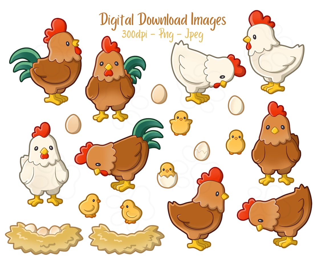 Chicken & Egg - Clip Art Images - Digital Download - Etsy