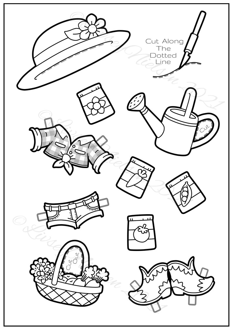 Country Farm Paper Doll Printable Download B&W Colouring Pages - Etsy ...