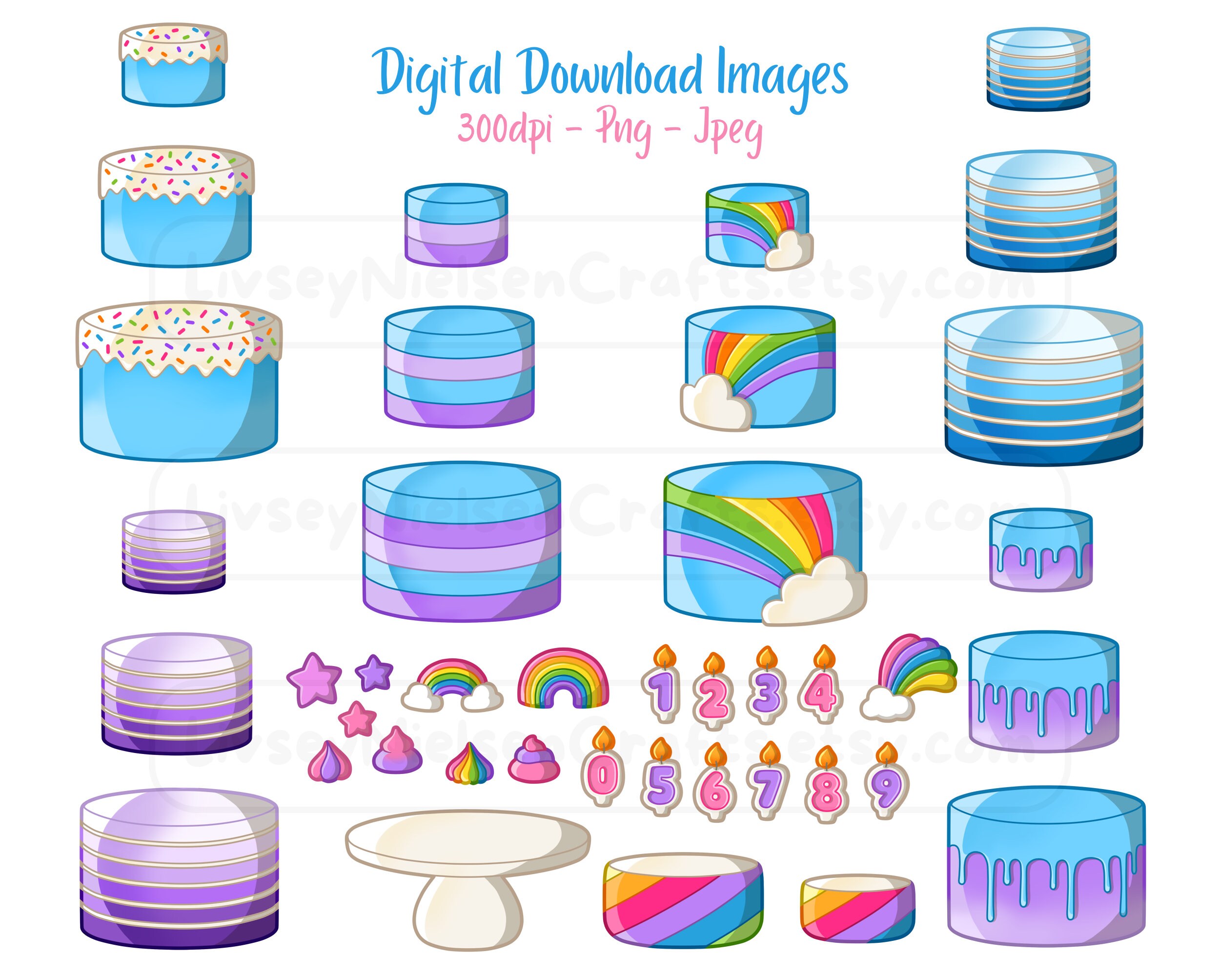 Make a Cake - Rainbow - Clip Art Images - Digital Download - Etsy