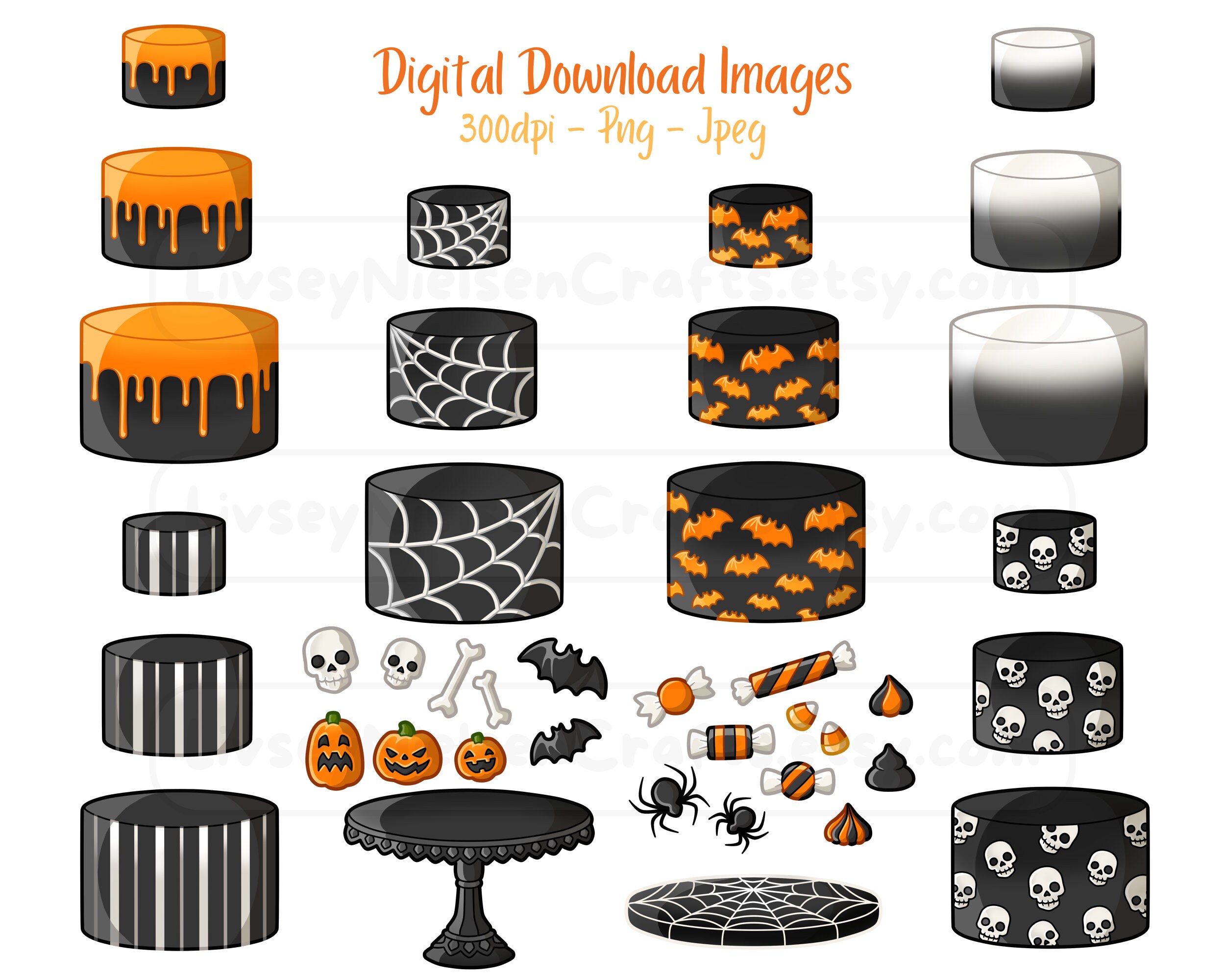 Make a Cake - Spooky - Clip Art Images - Digital Download - Etsy