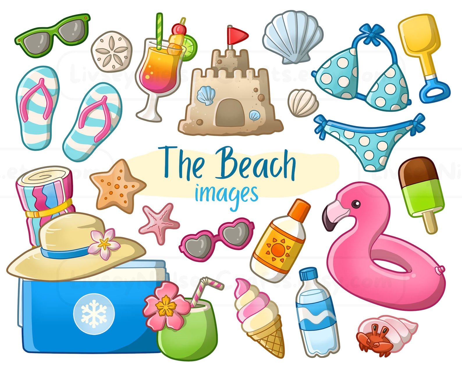 The Beach - Clip Art Images - Digital Download - Etsy
