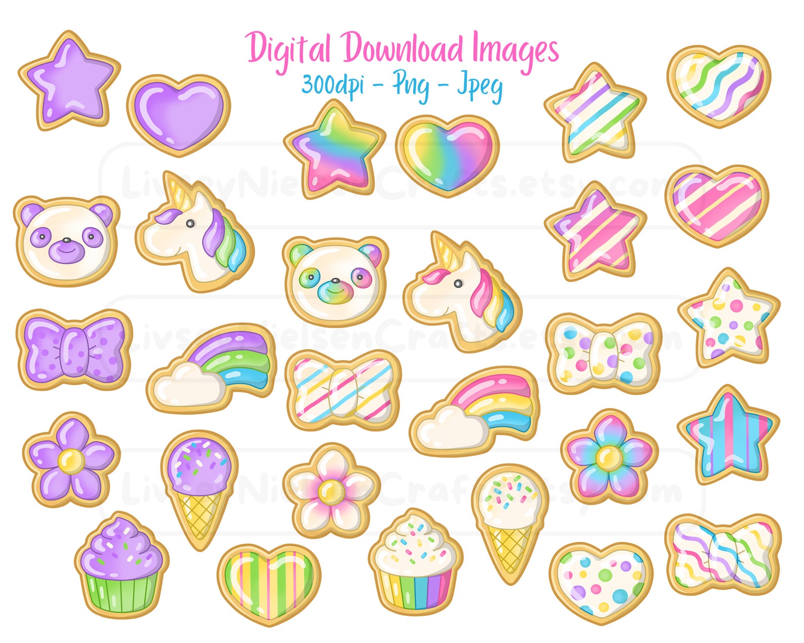 Sugar Cookies - Pastel Rainbow - Clip Art Images - Digital Download - Etsy