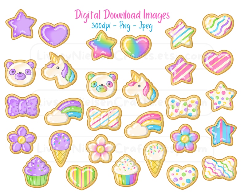 Sugar Cookies - Pastel Rainbow - Clip Art Images - Digital Download - Etsy