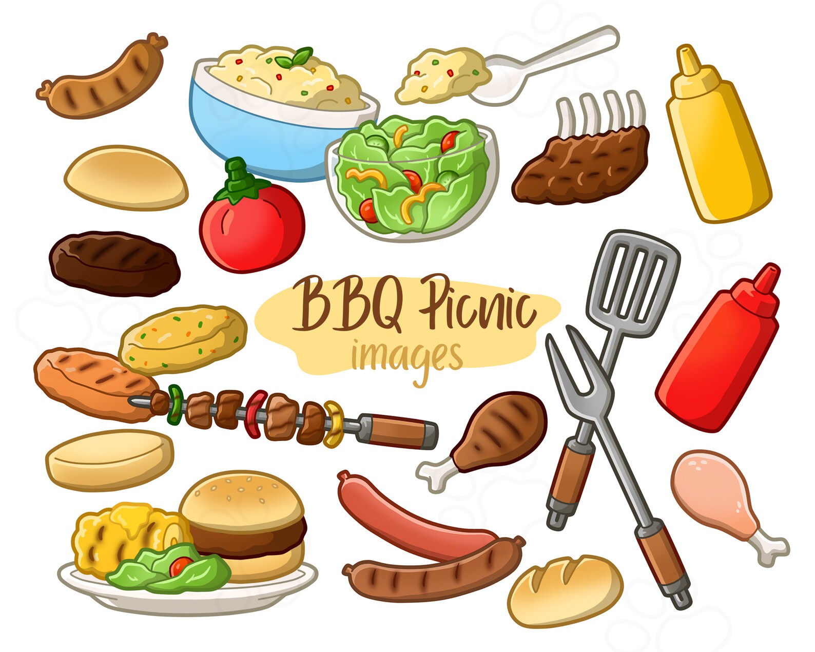 BBQ Picnic - Clipart Images - Digital Download - Etsy