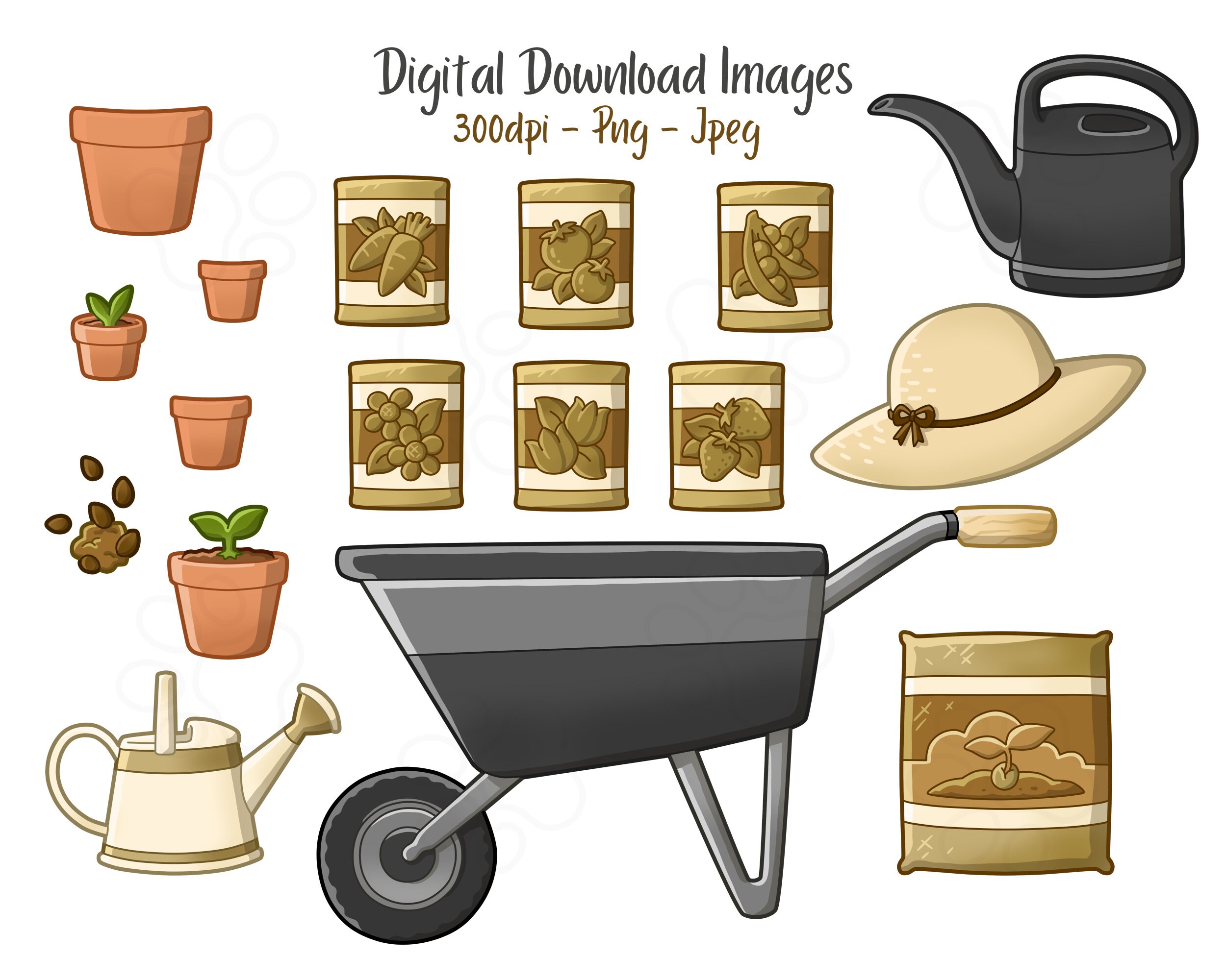 Gardening - Rustic - Clip Art Images - Digital Download - Etsy