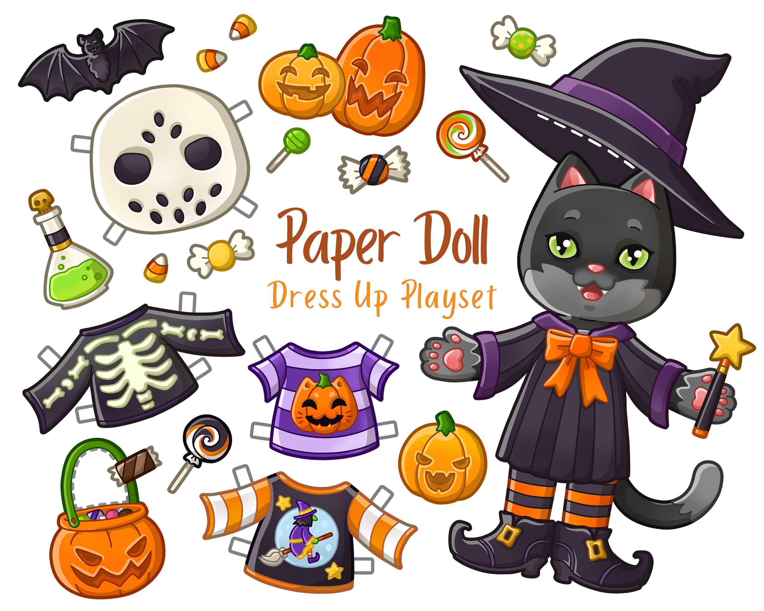 Spooky Costume Party - Paper Doll - Fashion Playset - Printable ...