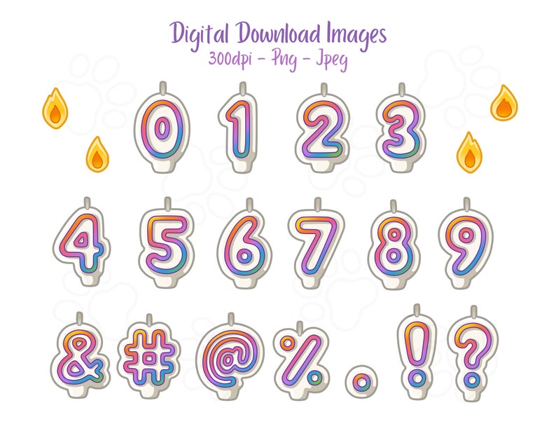 Alphabet Candles - Rainbow - Clip Art Images - Digital Download - Etsy